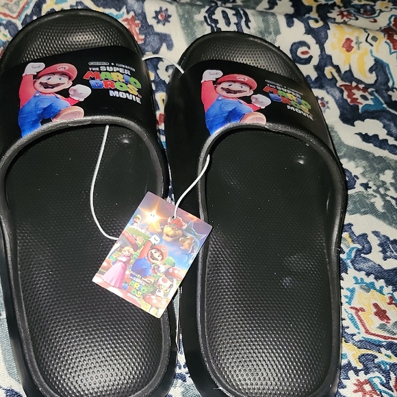 Nintendo | Shoes | Nintendo Super Mario Kids Slide Sandals Black | Poshmark